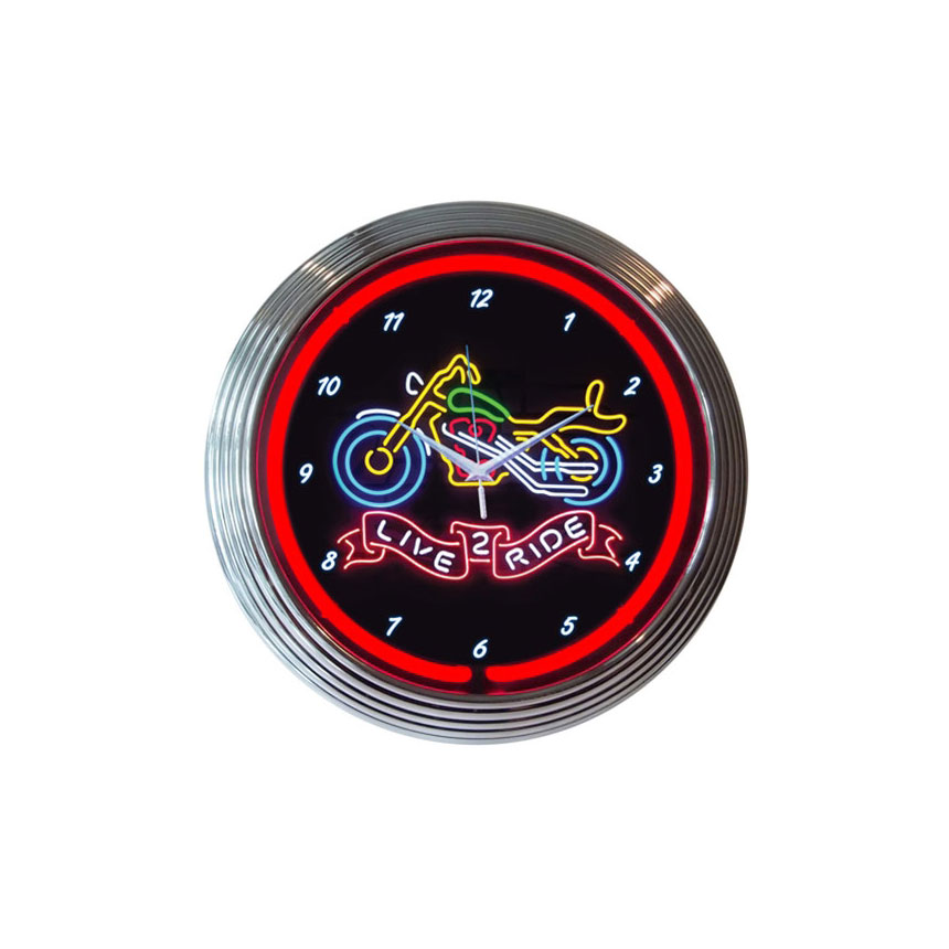 Neonetics Live 2 Ride Motorcycle Neon Clock, Neon Signs: Auto Body Toolmart