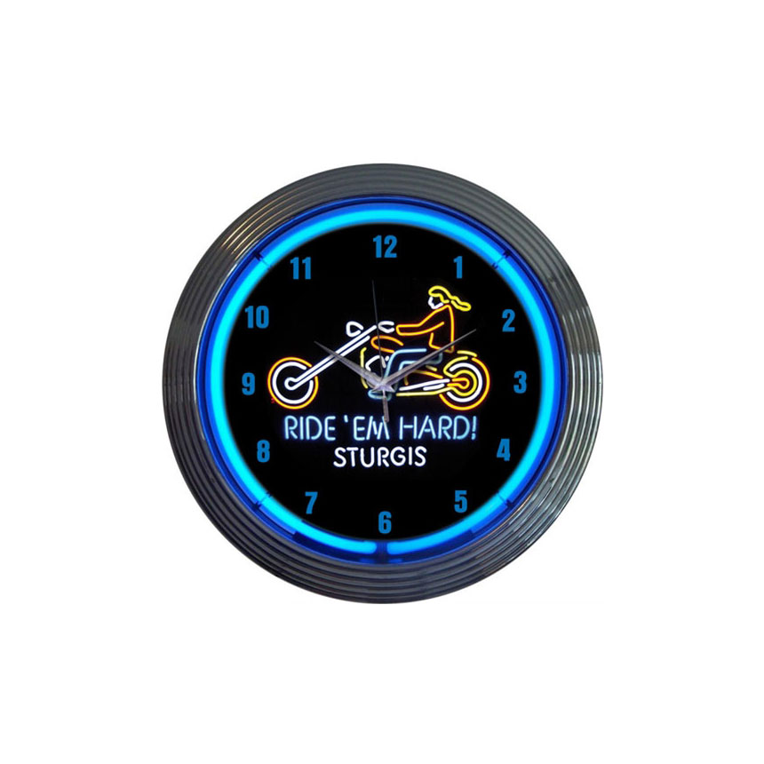 Neonetics Motorcycle Ride Em Hard Sturgis Neon Clock, Neon Signs: Auto ...
