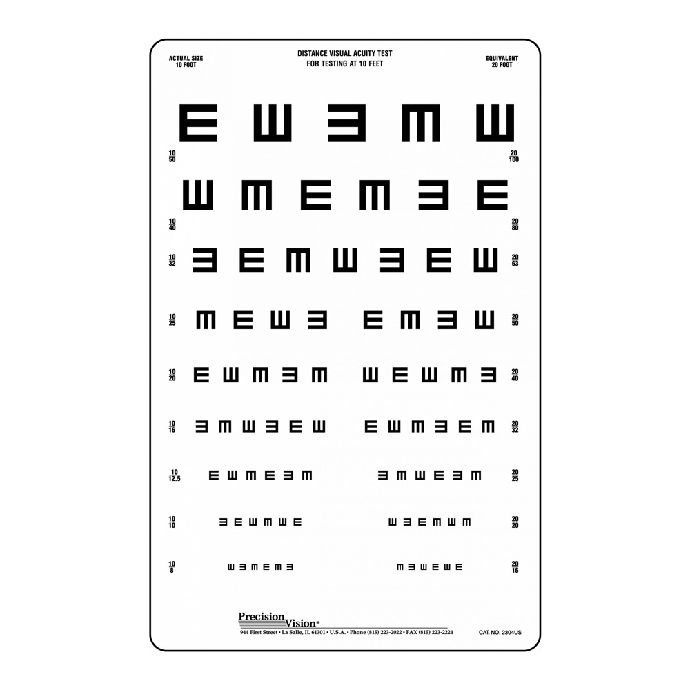 Tumbling E Visual Acuity Chart 3 Meters T Bernell Corporation