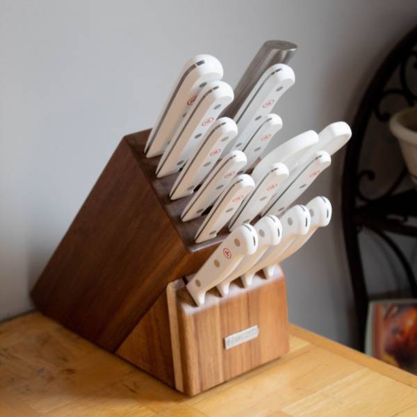 Wusthof Gourmet White Handle Knife Block Set | Lehman's
