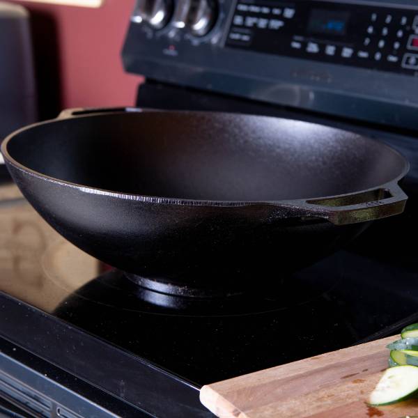 Lodge Cast Iron Wok with Wide Base | Lehman's