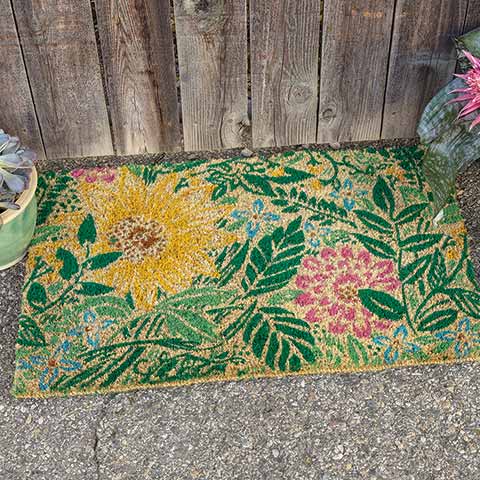 Sunflower Garden Door Mat: Olive & Cocoa