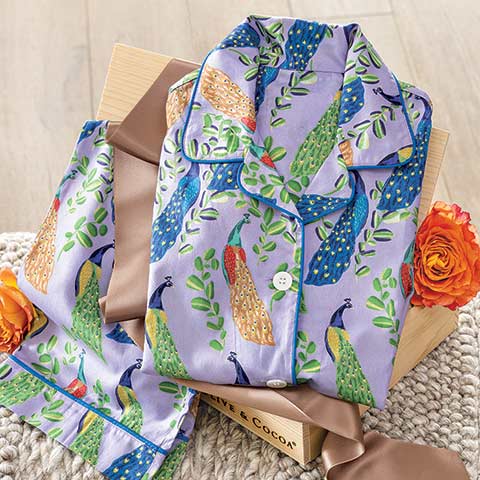 Prettiest Peacock Pajamas: Olive & Cocoa