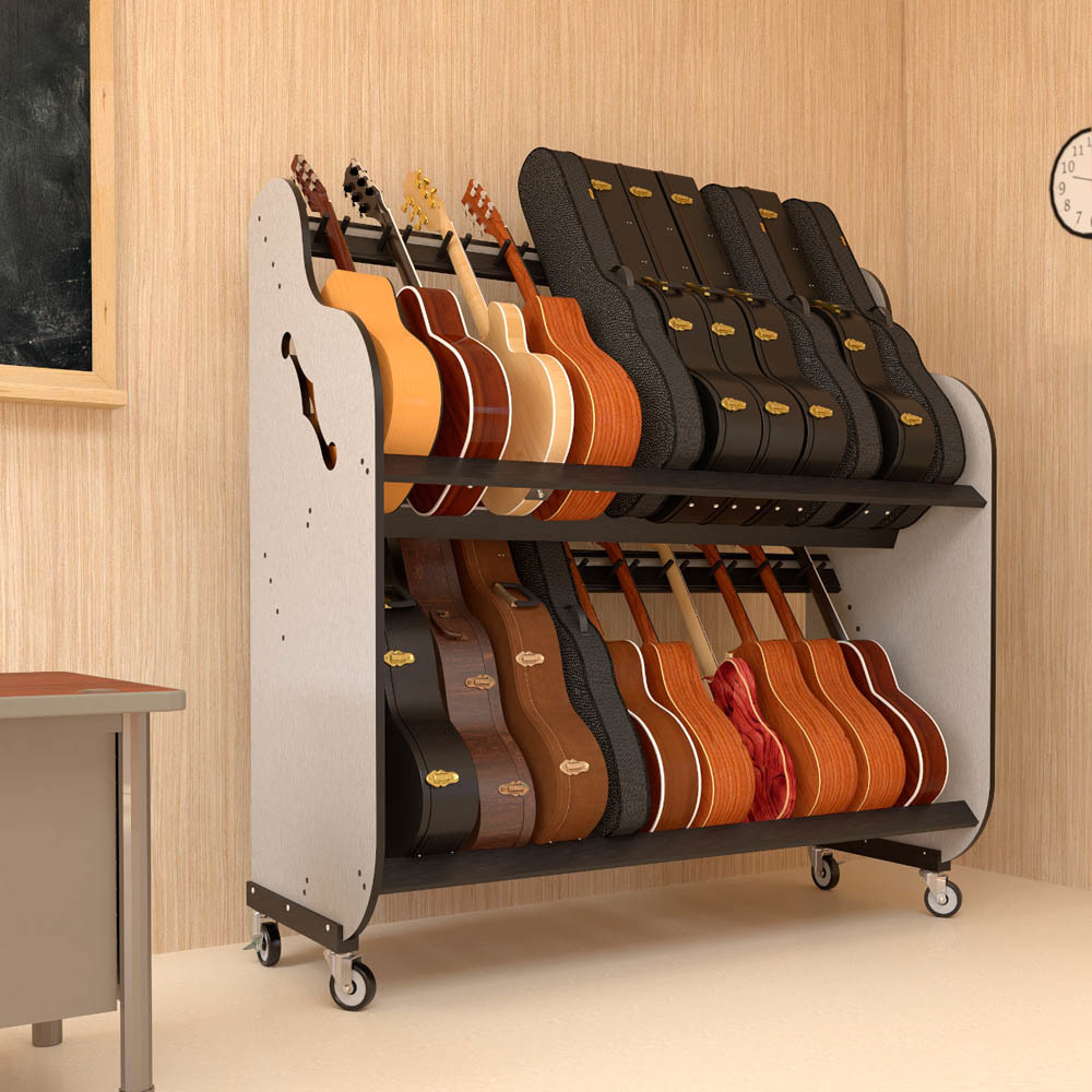 The Band Room™ Mobile Double-Stack Guitar & Case Rack, Instrument Racks ...